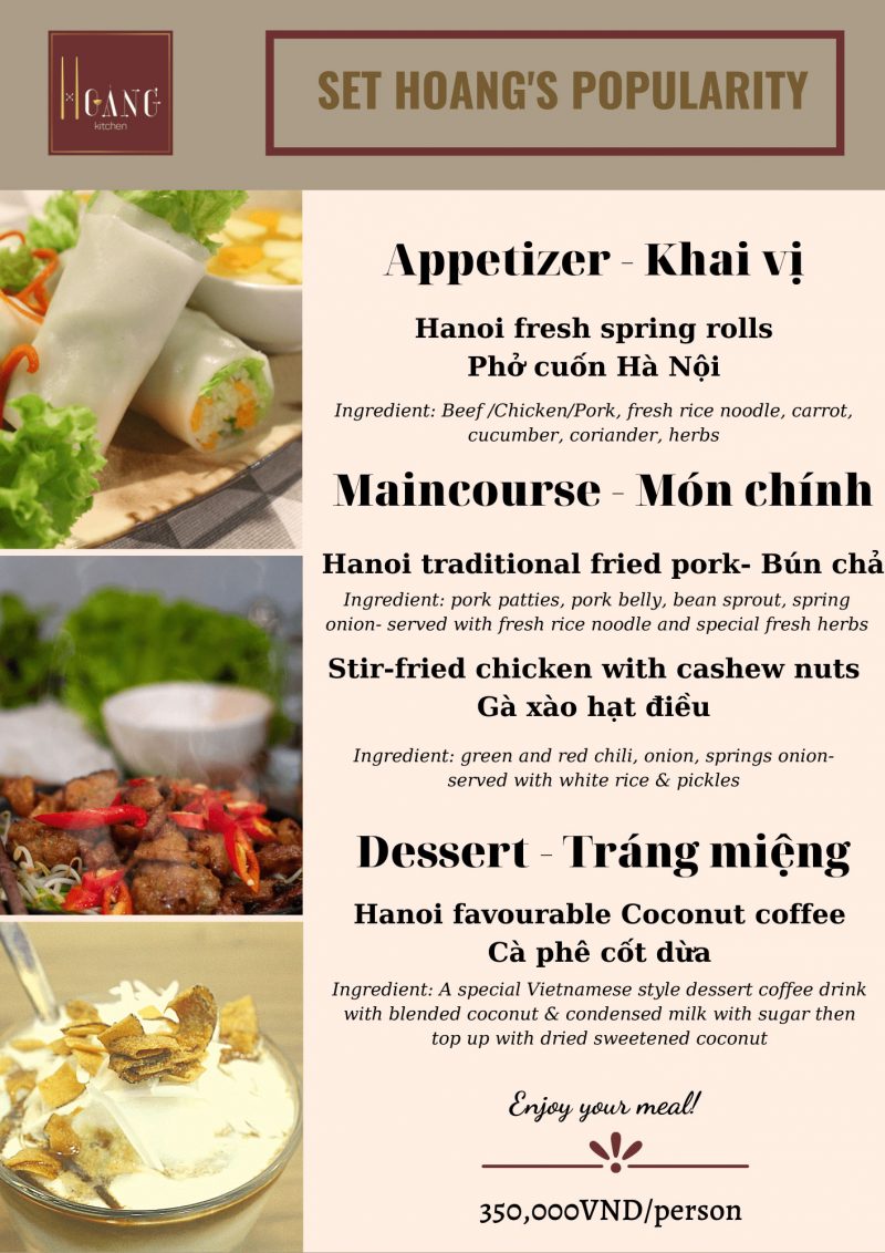 Set Menu – Hoang’s Restaurant!