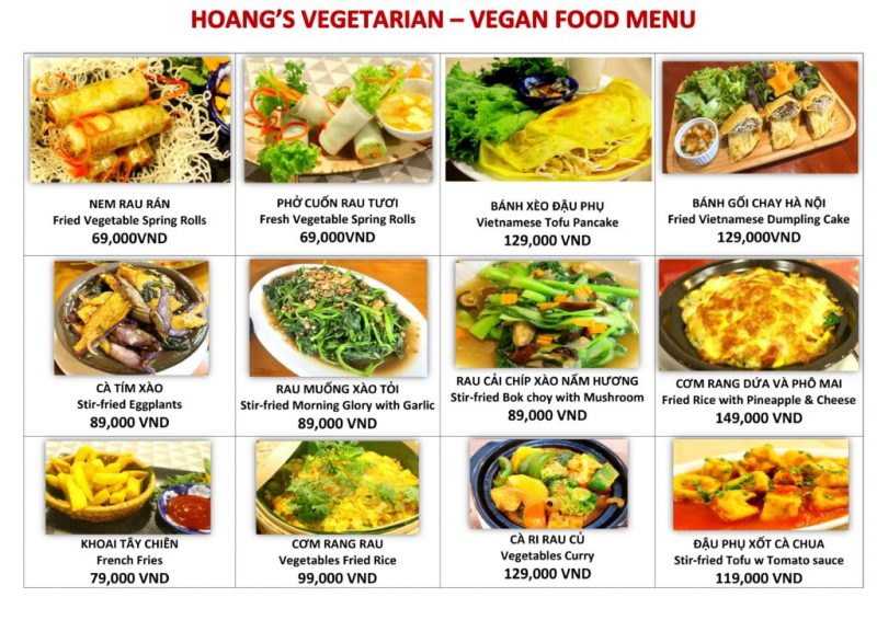 Vegetarian – Vegan Menu